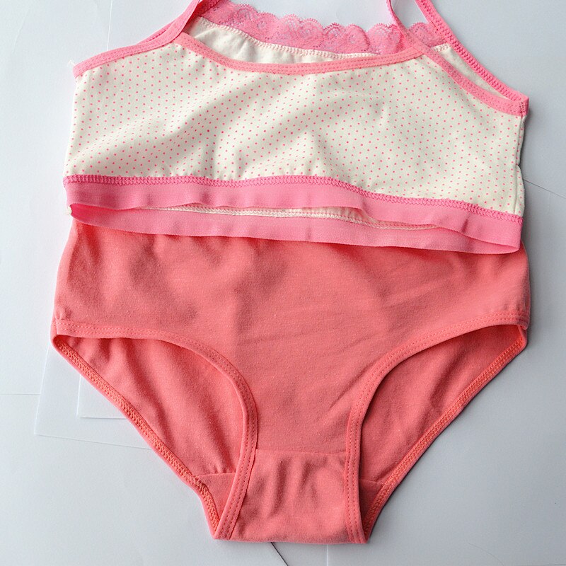 Set Spitze Teenager Mädchen Bh Set Für Kinder Unterwäsche Set Baumwolle
